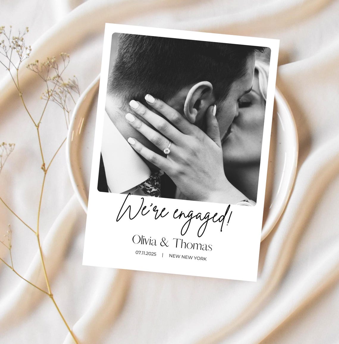 Engagement Announcement, We're Engaged Announcement, Printable Template ...