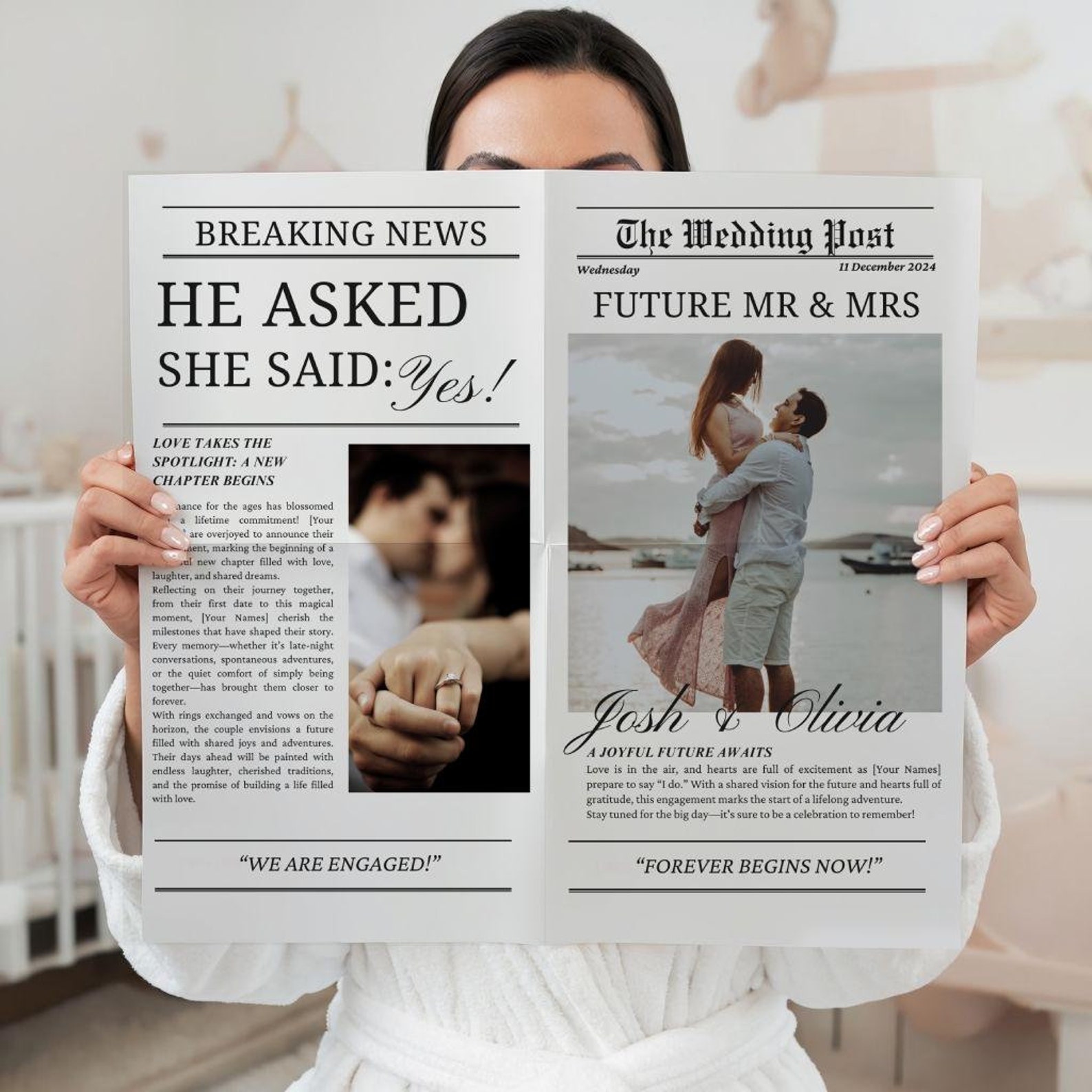 Engagement Newspaper Template, Wedding Engagement Newspaper, Wedding ...