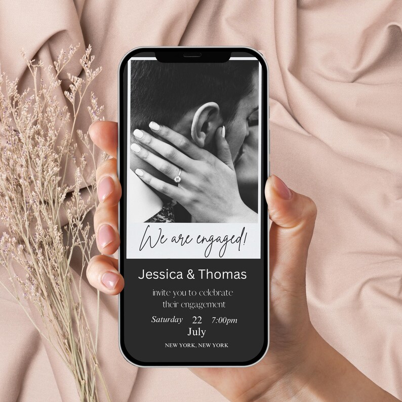 Digital Engagement Party Invitation, Engagement Evite, Engagement Party ...