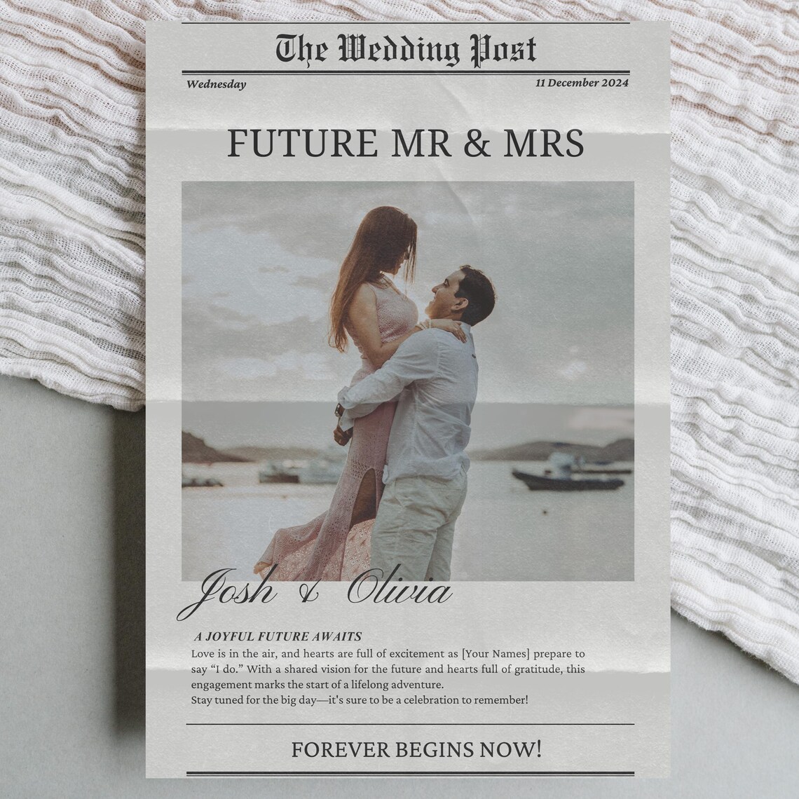 Engagement Newspaper Template, Wedding Engagement Newspaper, Wedding ...