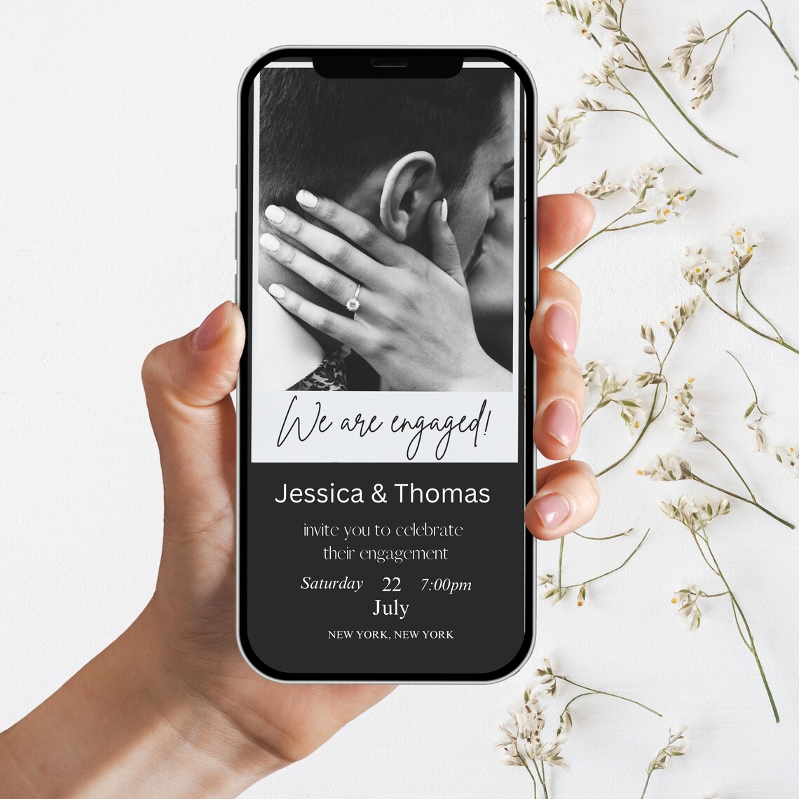 Digital Engagement Party Invitation, Engagement Evite, Engagement Party ...