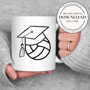 Volleyball Graduation SVG PNG | Grad Cap Sports Cut File | Senior ...