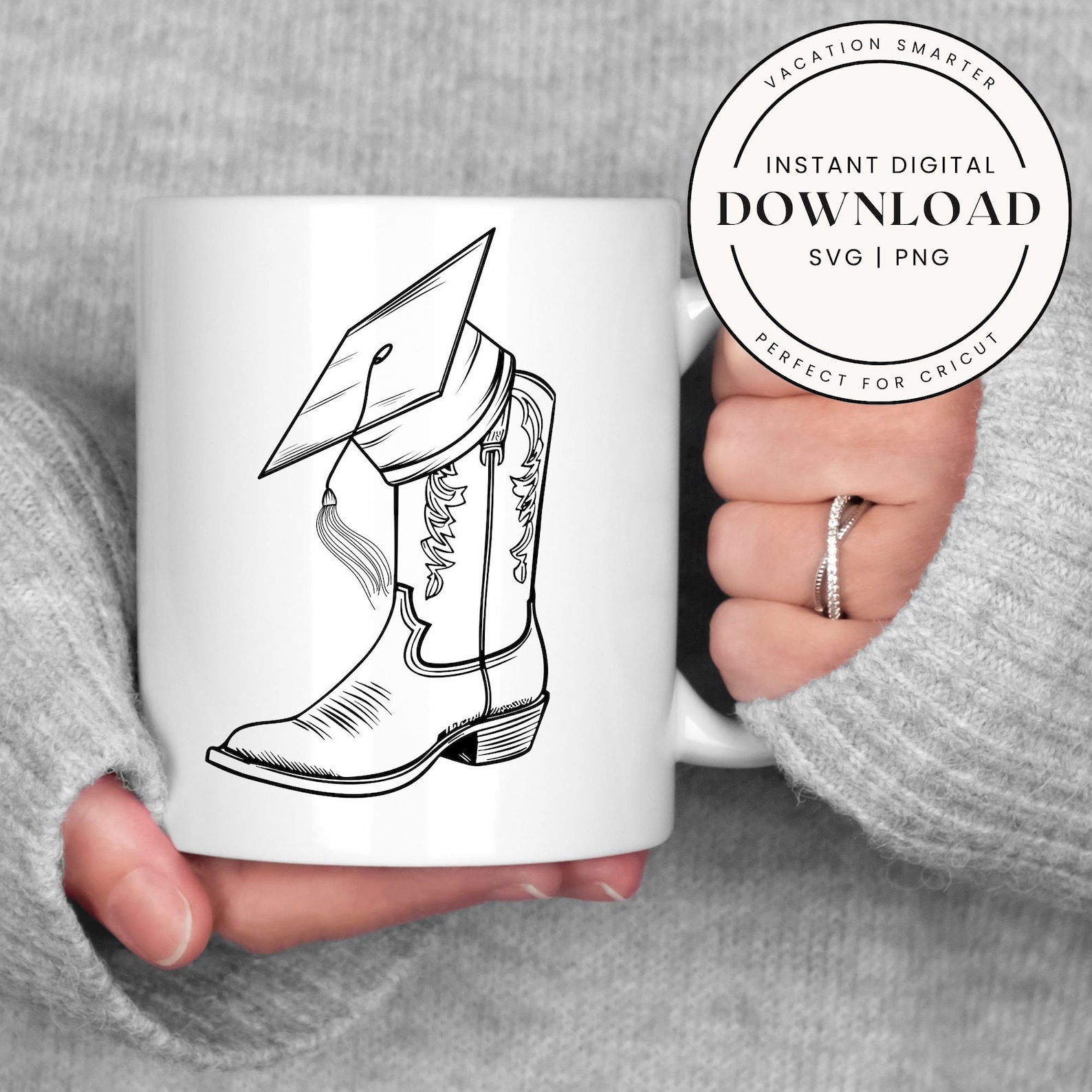 Cowboy Boot Graduation SVG PNG | Western Grad Cap Cut File | Country ...