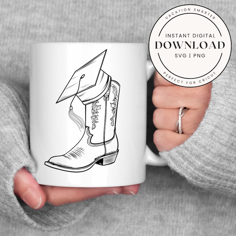 Cowboy Boot Graduation SVG PNG | Western Grad Cap Cut File | Country ...