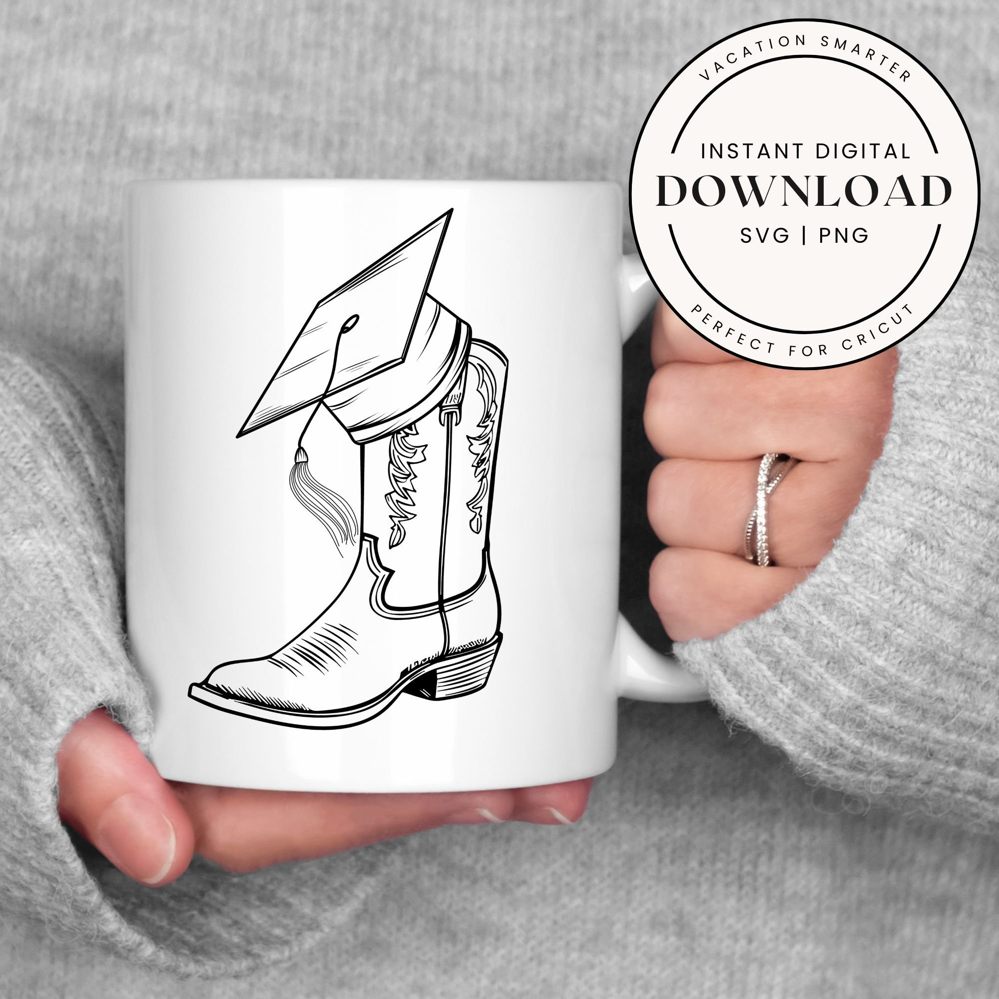 Cowboy Boot Graduation SVG PNG | Western Grad Cap Cut File | Country ...