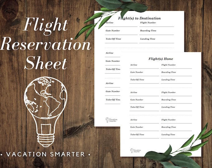Editable Flight Planner Printable | Flight Information Sheet | Travel ...