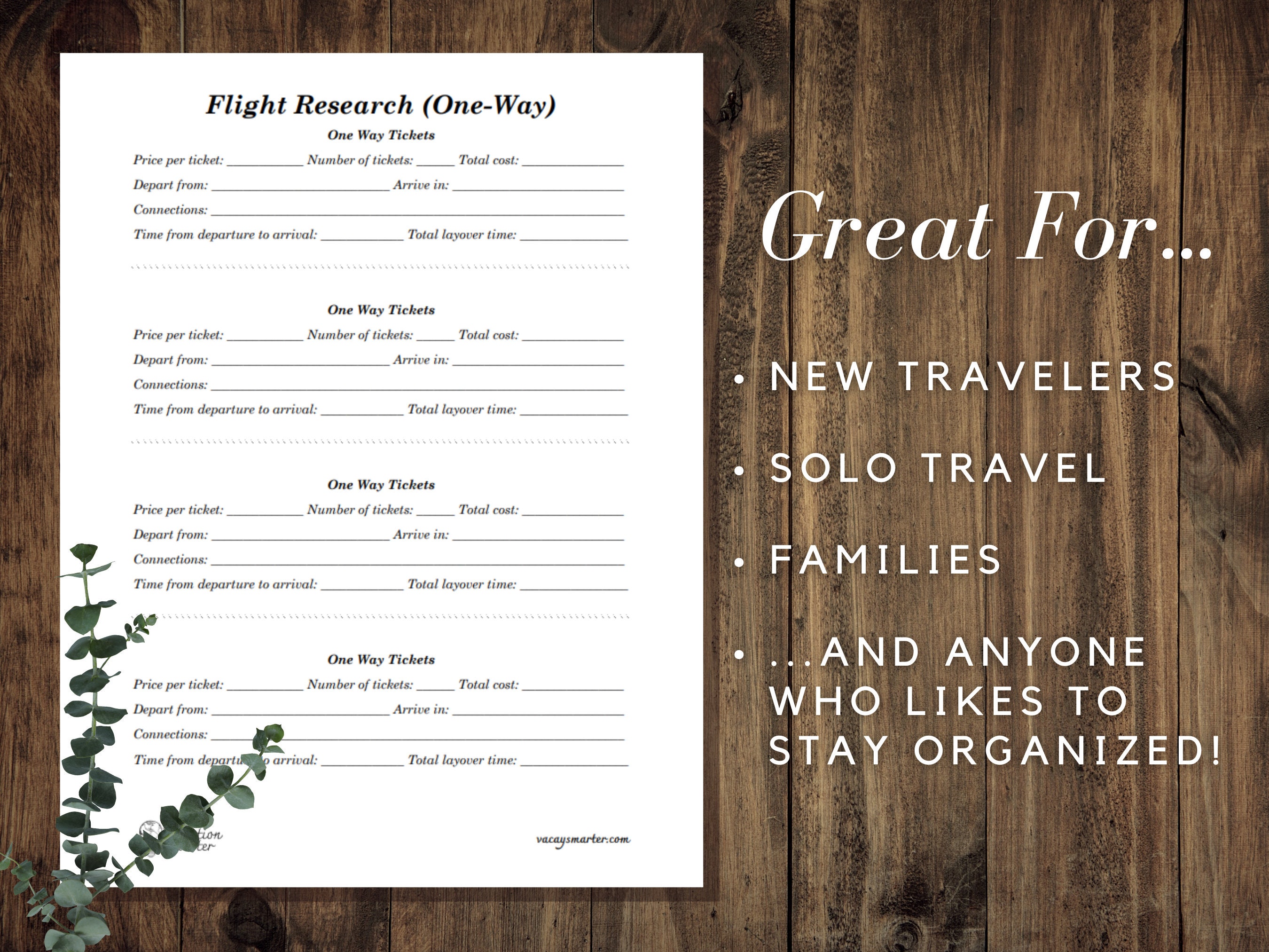 Flight Research / Vacation Planning / Travel Planning Template ...
