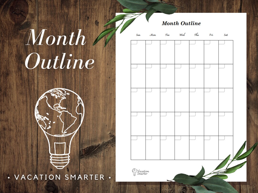 Vacation Monthly Outline PDF | Printable Trip Overview Planner | Travel ...