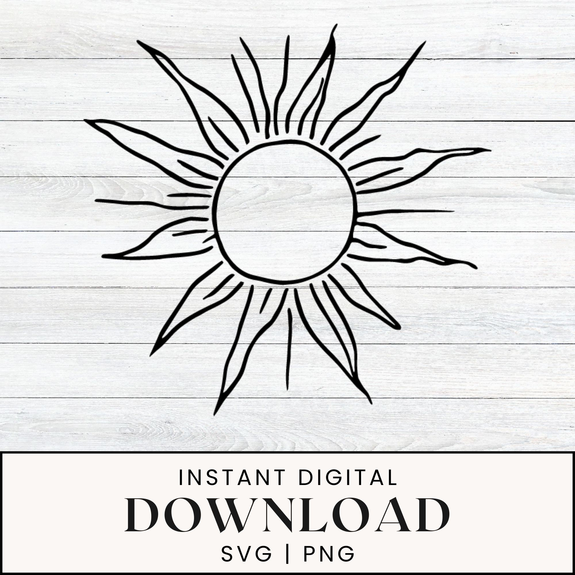 Simple Sun SVG Download, Cute Sun PNG File, Sun Outline, Line Art ...