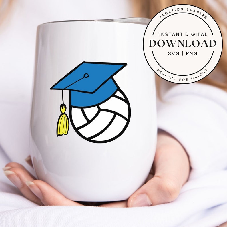 Volleyball Graduation SVG PNG | Grad Cap Sports Cut File | Senior ...