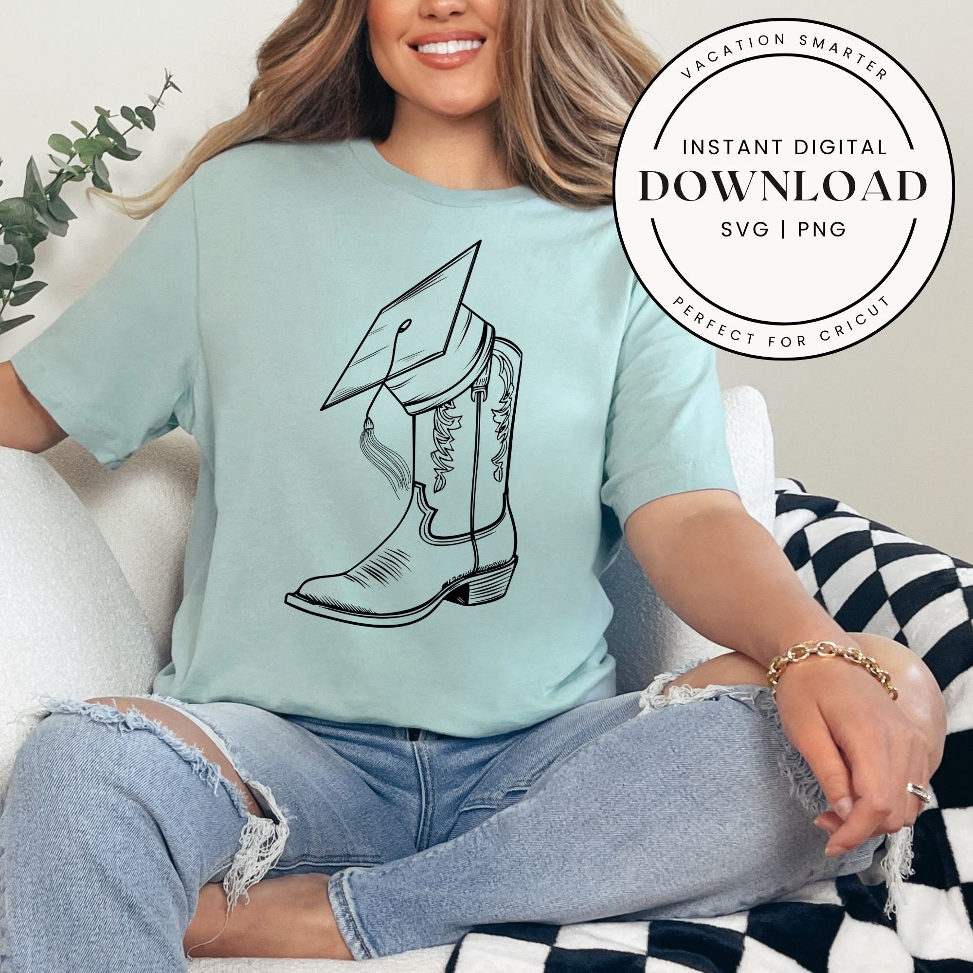 Cowboy Boot Graduation SVG PNG | Western Grad Cap Cut File | Country ...