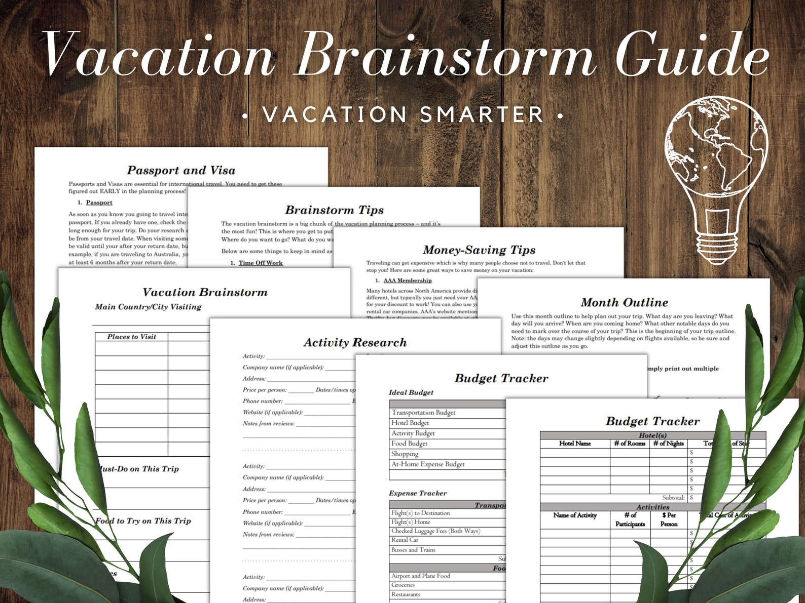 Vacation Planning Template / Travel Planner / Planner Printable ...