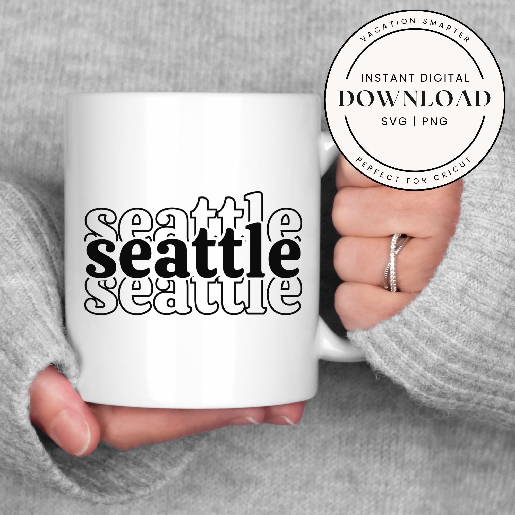Seattle Washington SVG and PNG, Seattle Vacation Design, Cricut File ...