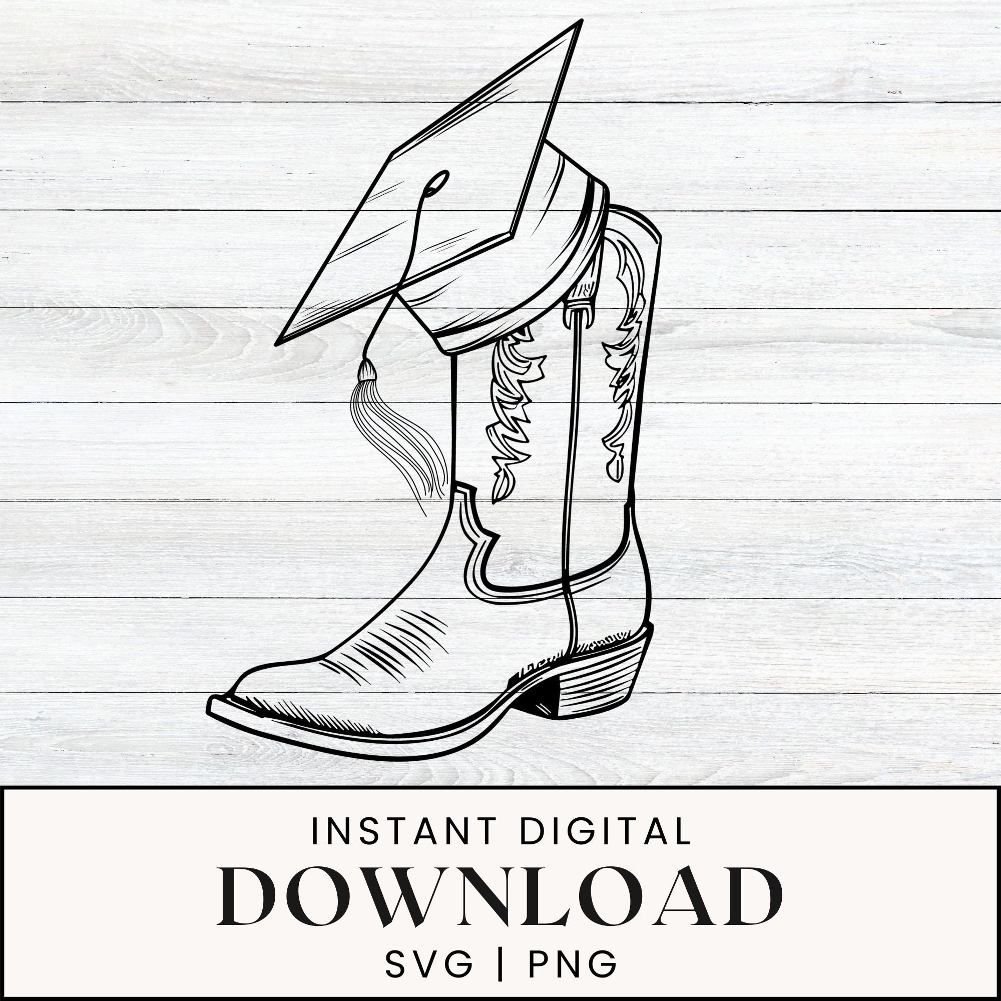 Cowboy Boot Graduation Cap SVG | Western Grad Shirt Design (digital ...