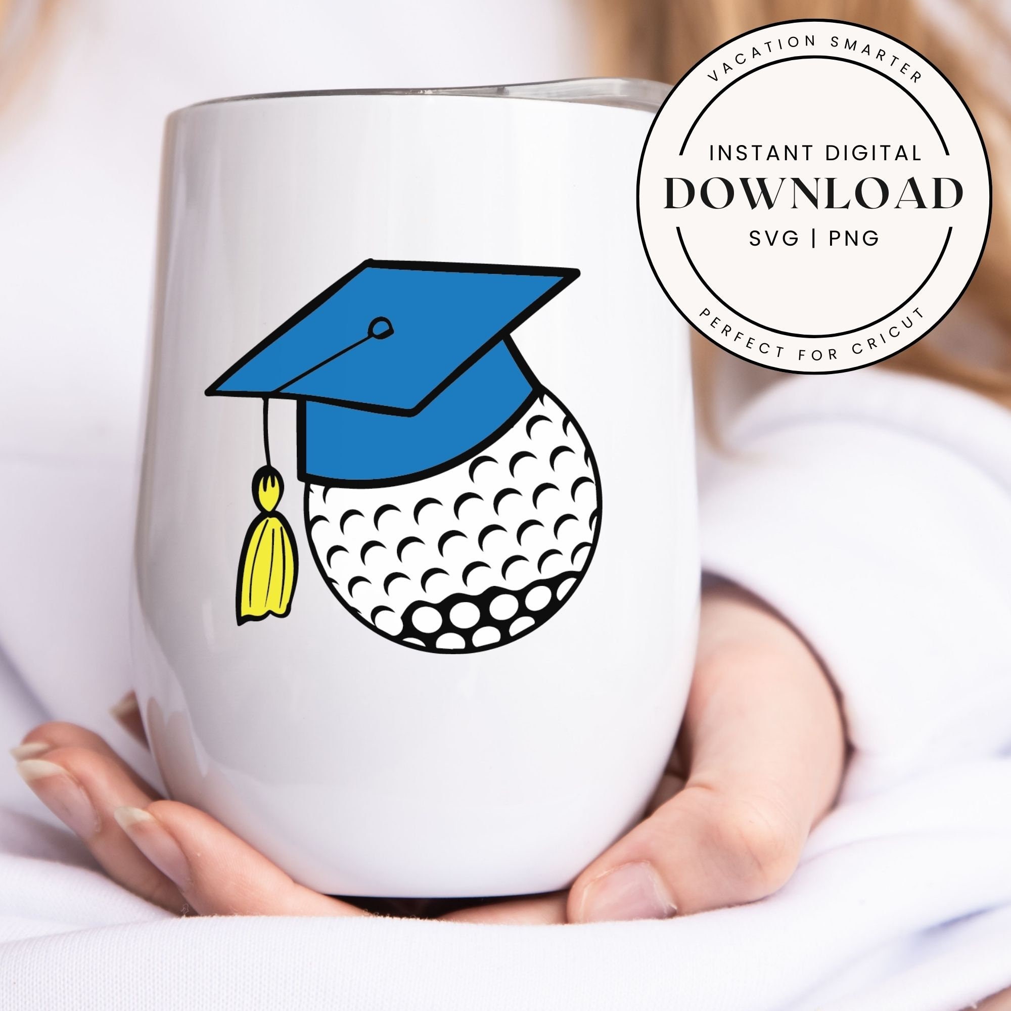Golf Graduation SVG PNG | Golf Ball With Grad Cap Cut File | Senior ...