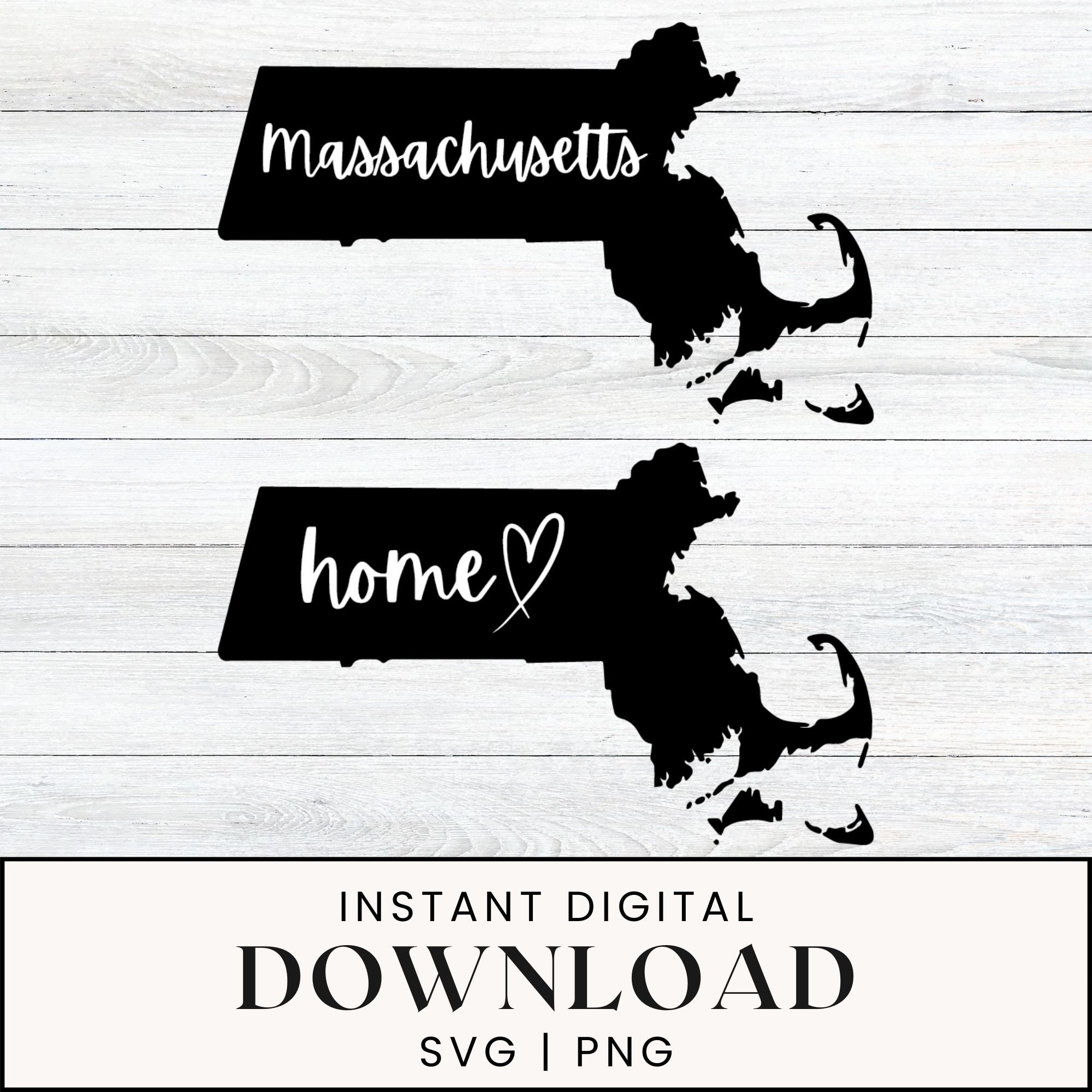 Massachusetts State Silhouette | SVG PNG Cut File (digital Download) - Etsy