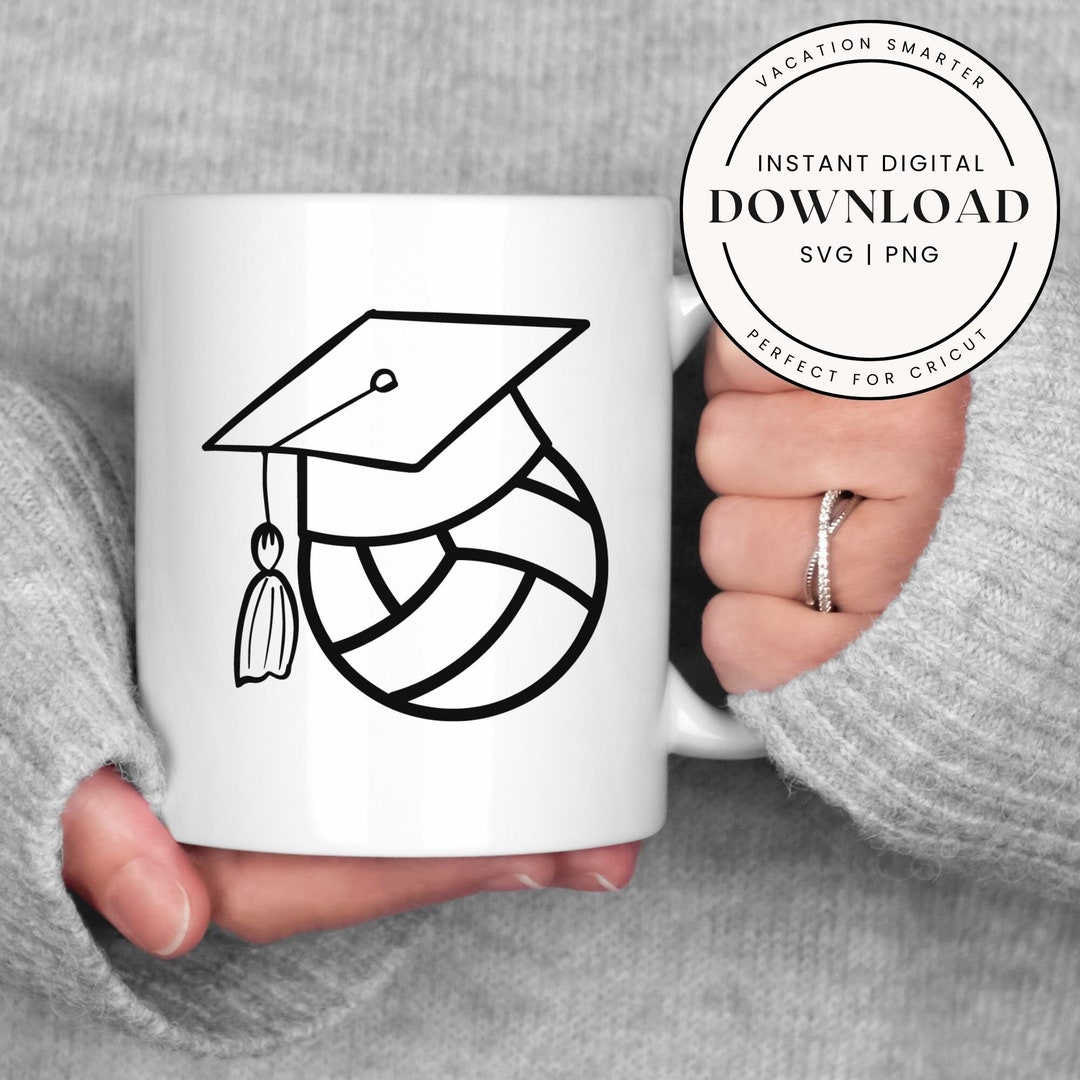 Volleyball With a Graduation Cap SVG and PNG, Graduation Gift for ...