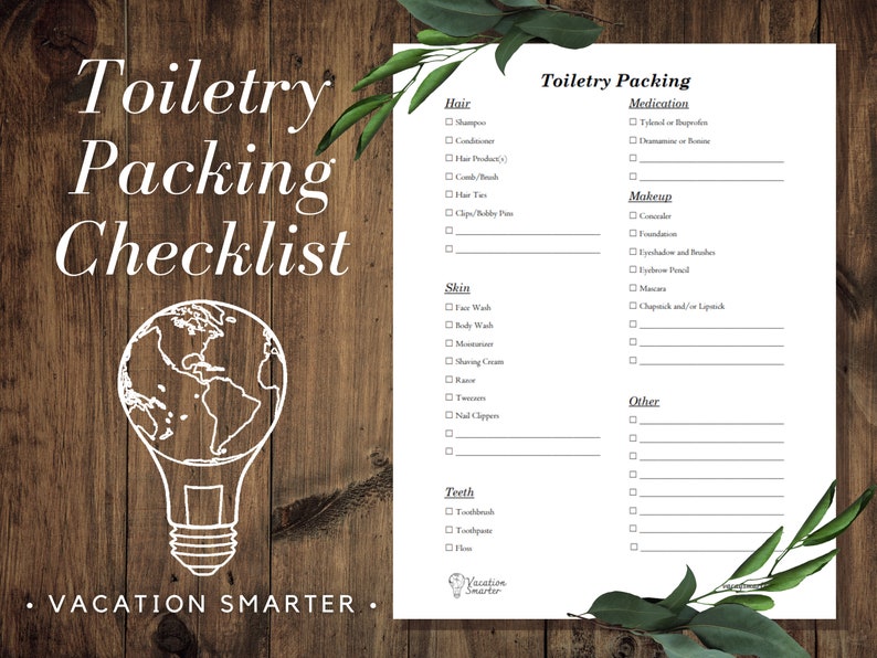 Toiletry Packing List / Travel Packing List / Toiletry List / Toiletry ...