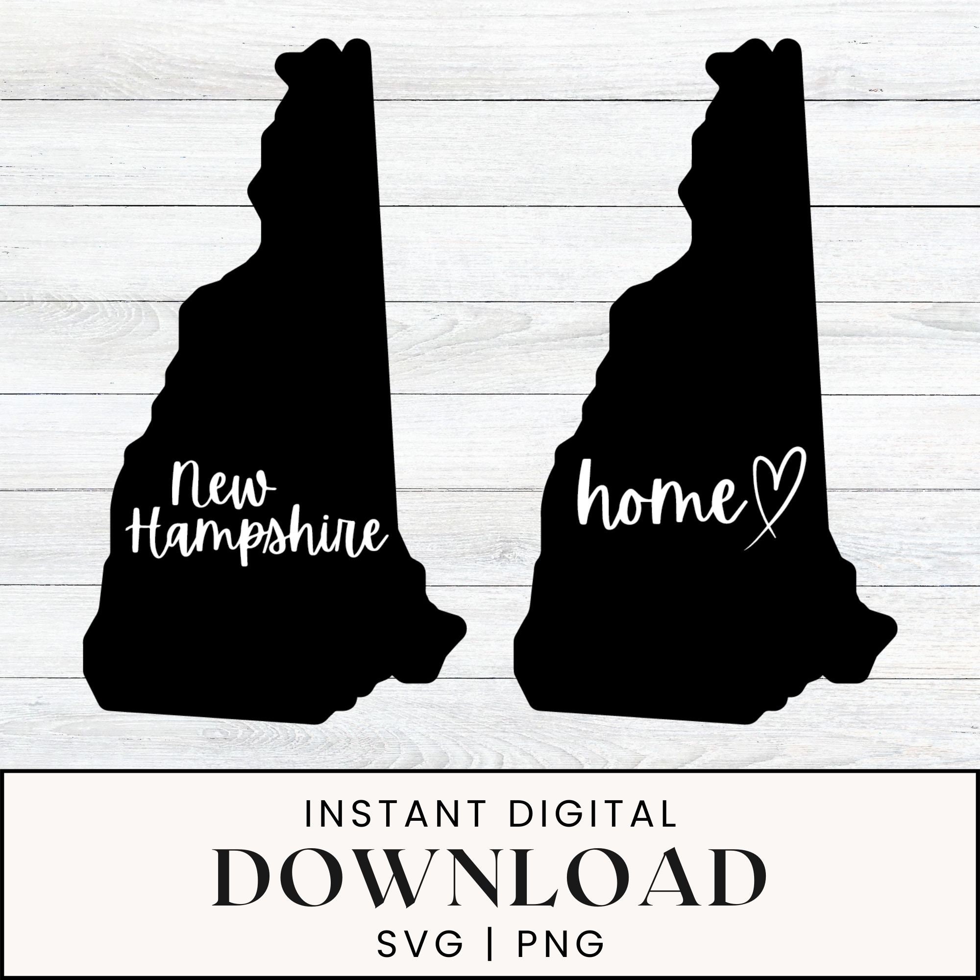 New Hampshire State Silhouette (SVG, PNG) | Cricut, Silhouette Cut File ...