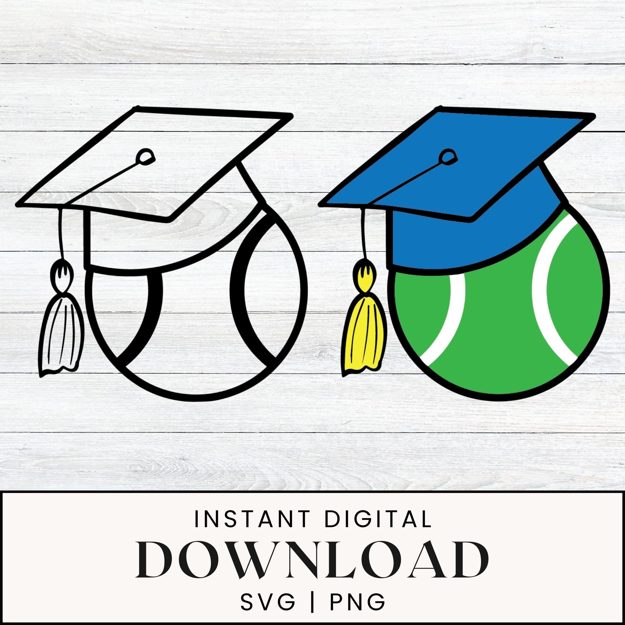 Tennis Ball With a Graduation Cap SVG and PNG, Graduation Gift for ...