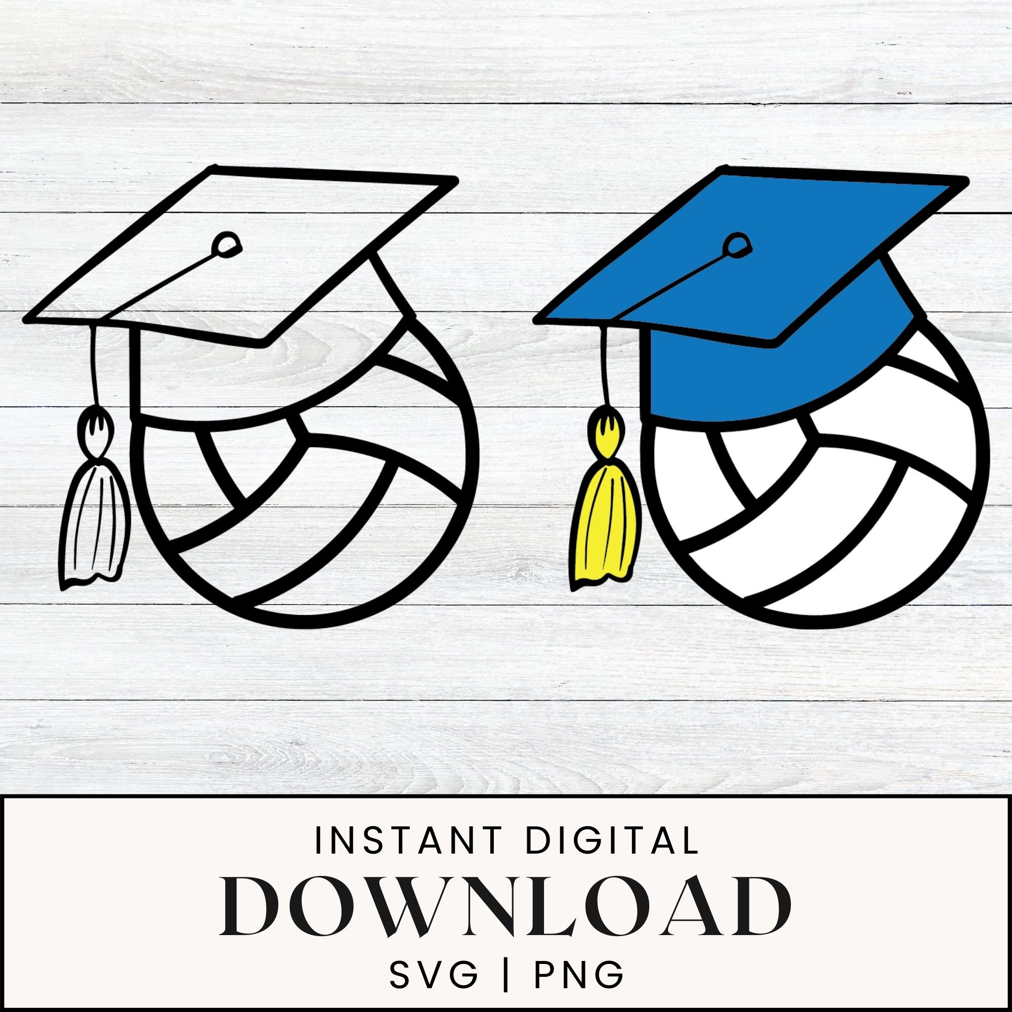 Volleyball With a Graduation Cap SVG and PNG, Graduation Gift for ...