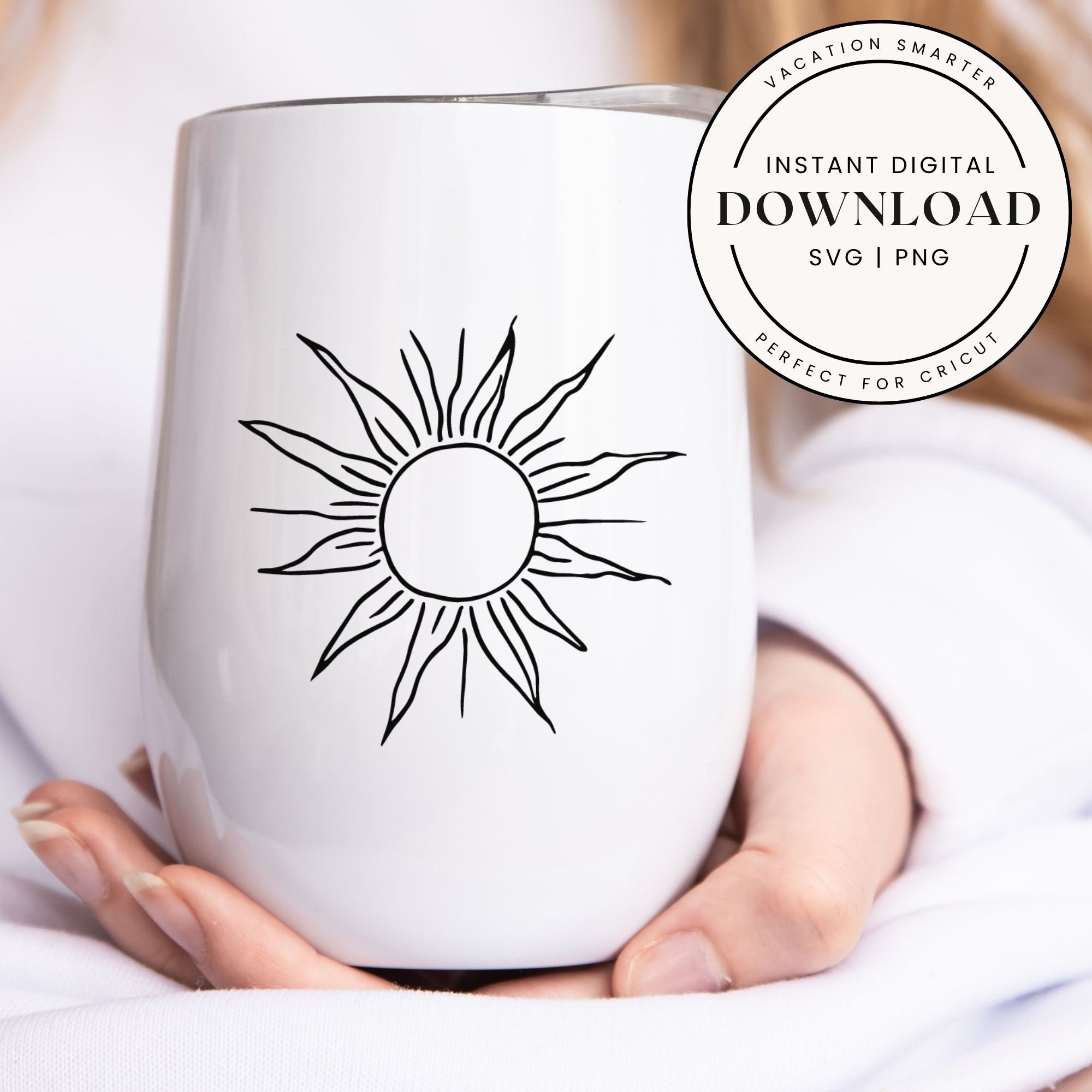 Simple Sun SVG Download, Cute Sun PNG File, Sun Outline, Line Art ...