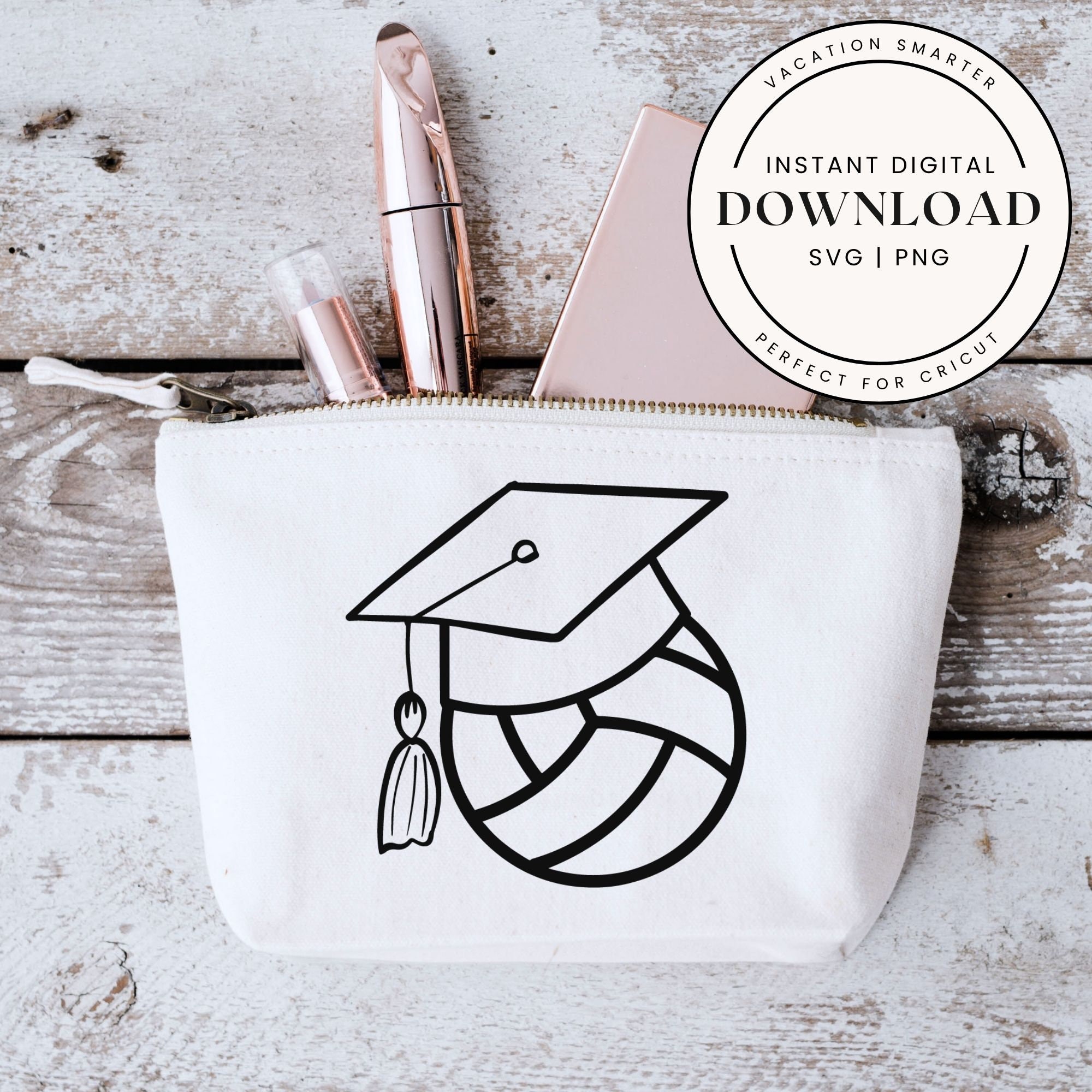 Volleyball With a Graduation Cap SVG and PNG, Graduation Gift for ...