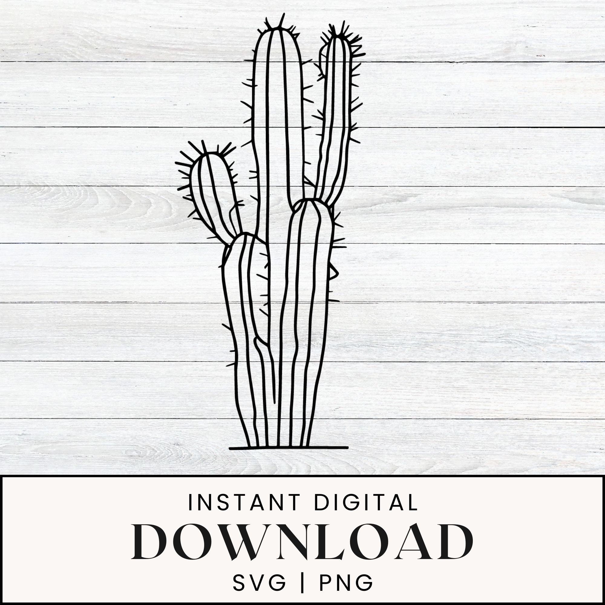 Cactus Black Outline Clipart SVG and PNG Files, Desert Travel Design ...