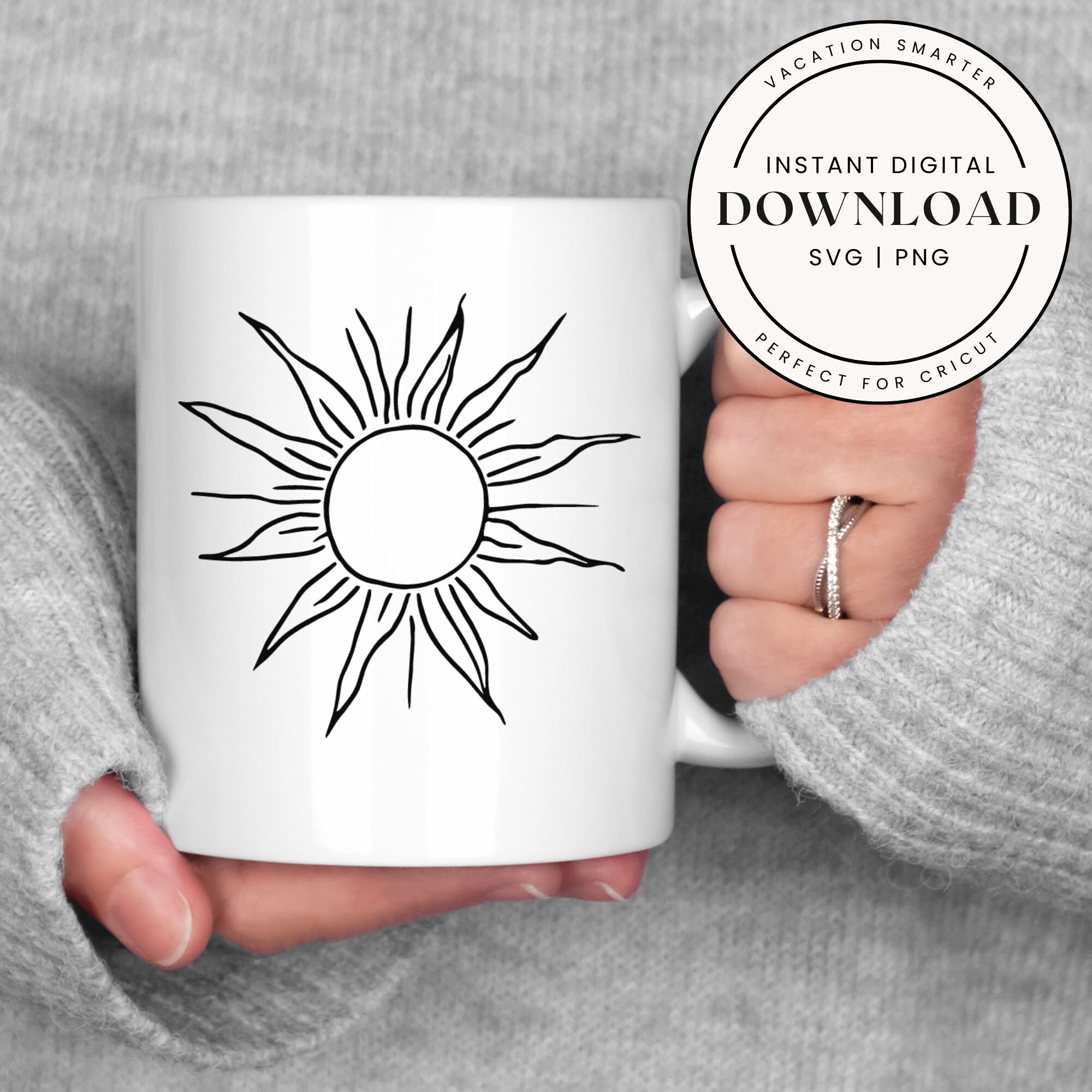 Simple Sun SVG Download, Cute Sun PNG File, Sun Outline, Line Art ...