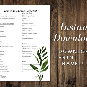 Vacation Checklist PDF | Before You Leave Printable | Travel Prep List ...
