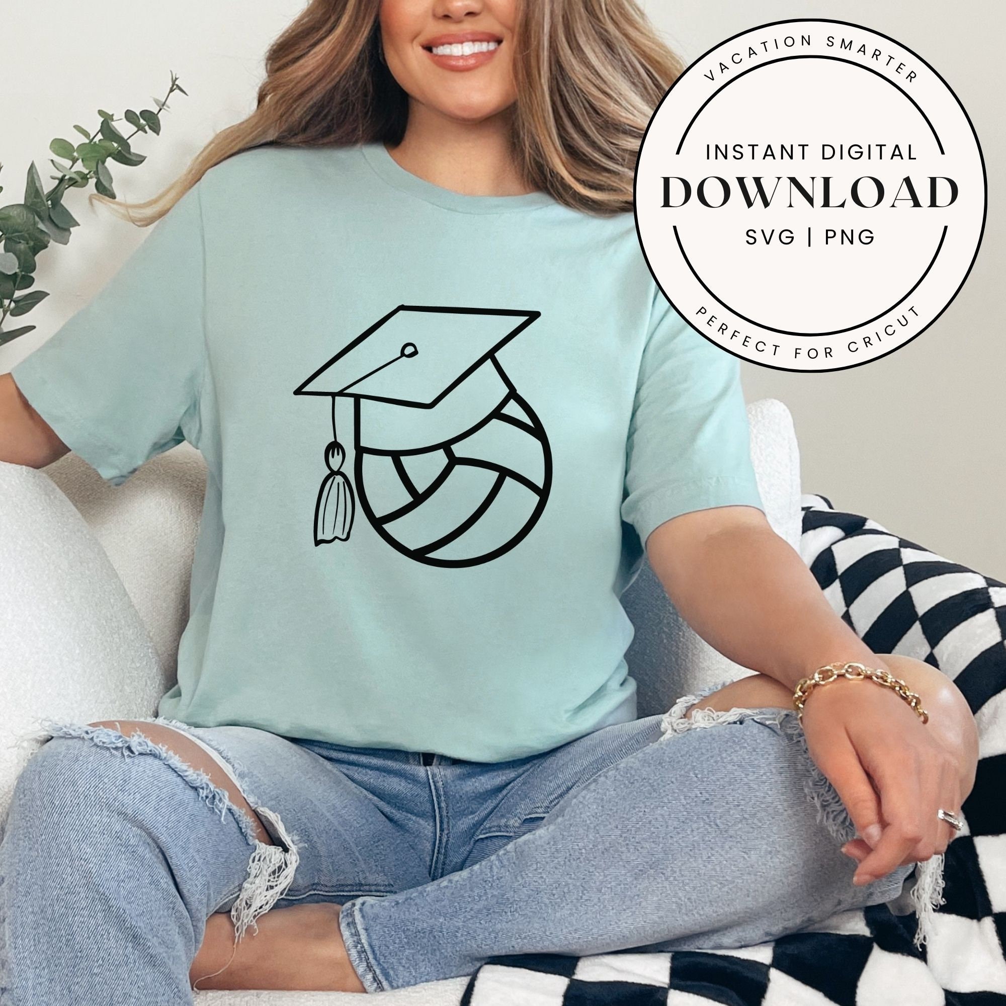 Volleyball With a Graduation Cap SVG and PNG, Graduation Gift for ...