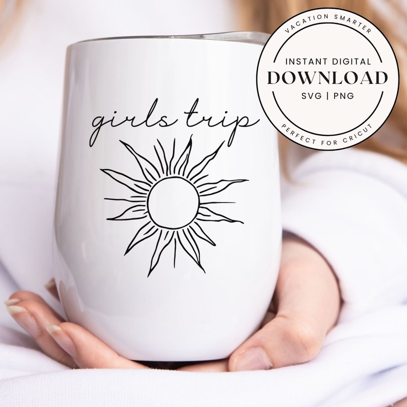 Girls Trip With Sun SVG and PNG, Sunny Day Svg, Sun Outline Line Art ...