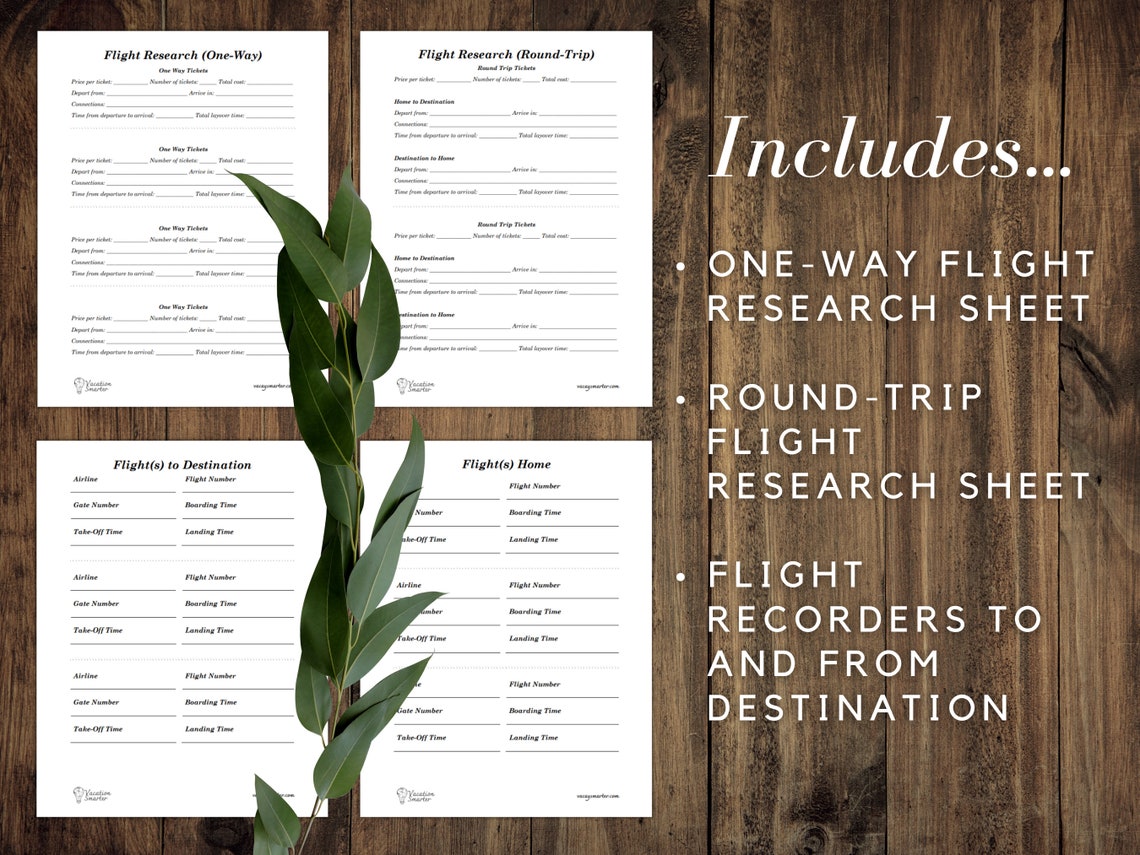 Vacation Flying Planner / Travel Planning Template / Travel Guide ...