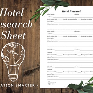 Hotel Research / Vacation Rental / Planner Template / Travel Planner ...