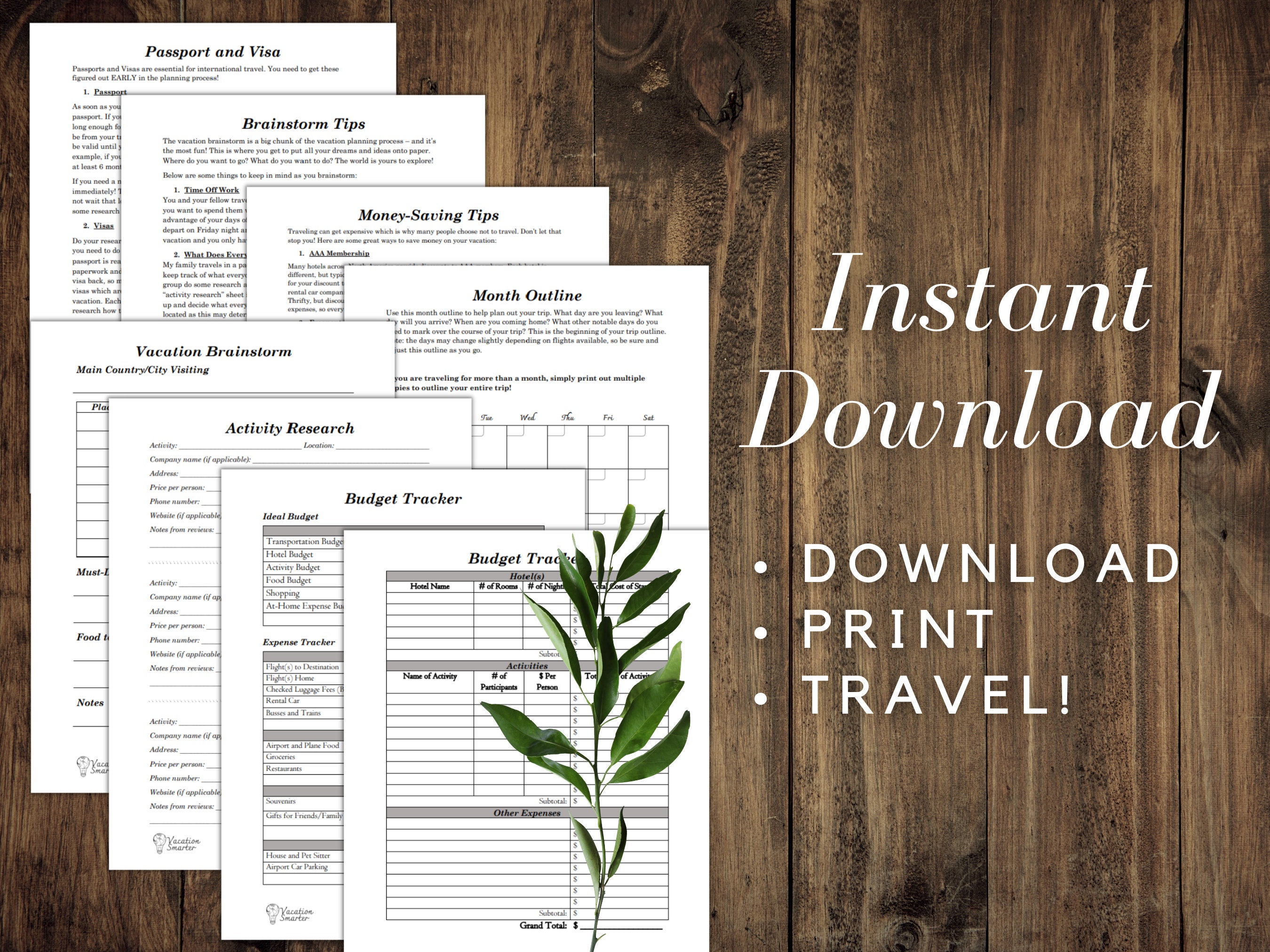 Vacation Planning Template / Travel Planner / Planner Printable ...
