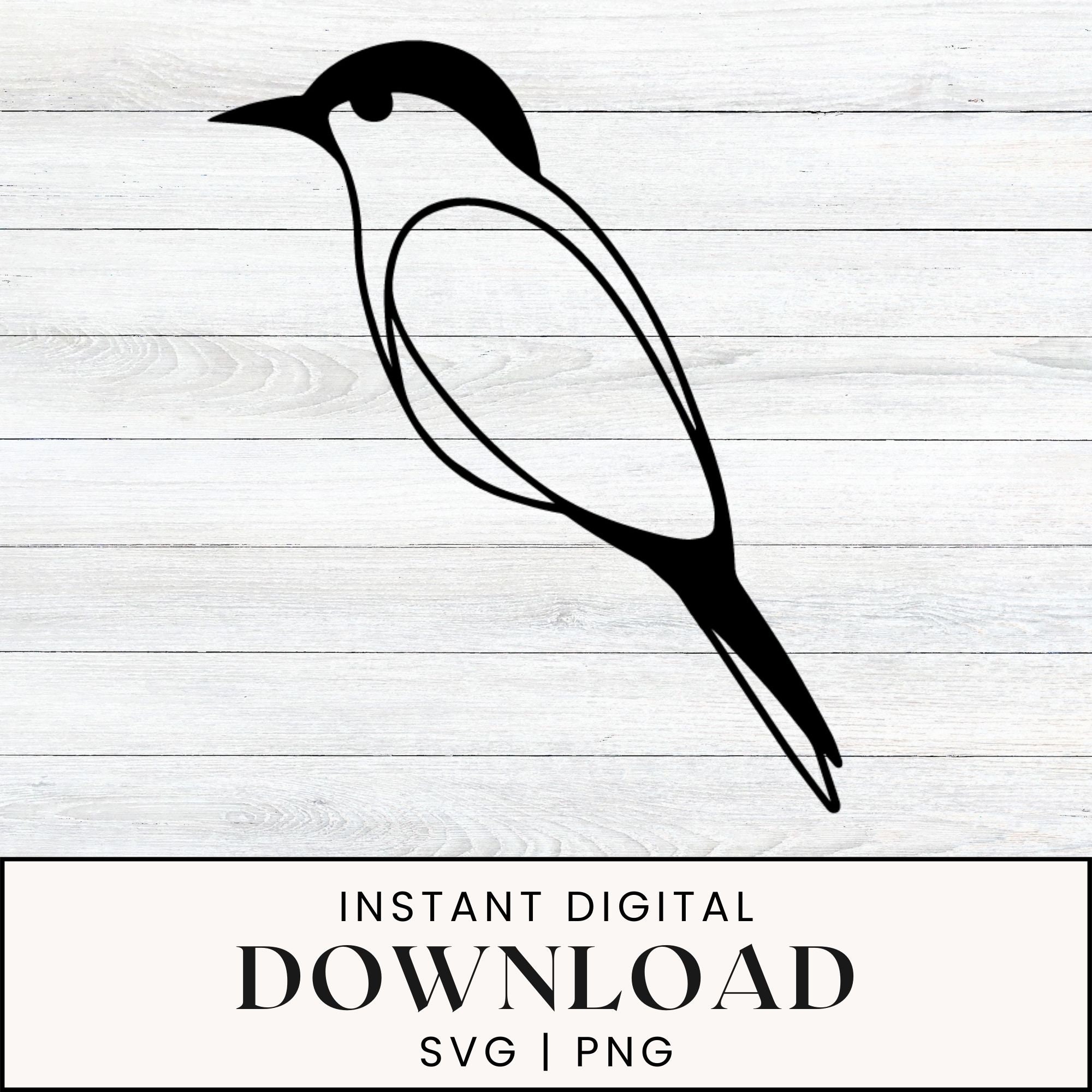 Bird Silhouette SVG and PNG File, Simple Bird Outline, Bird Sitting ...