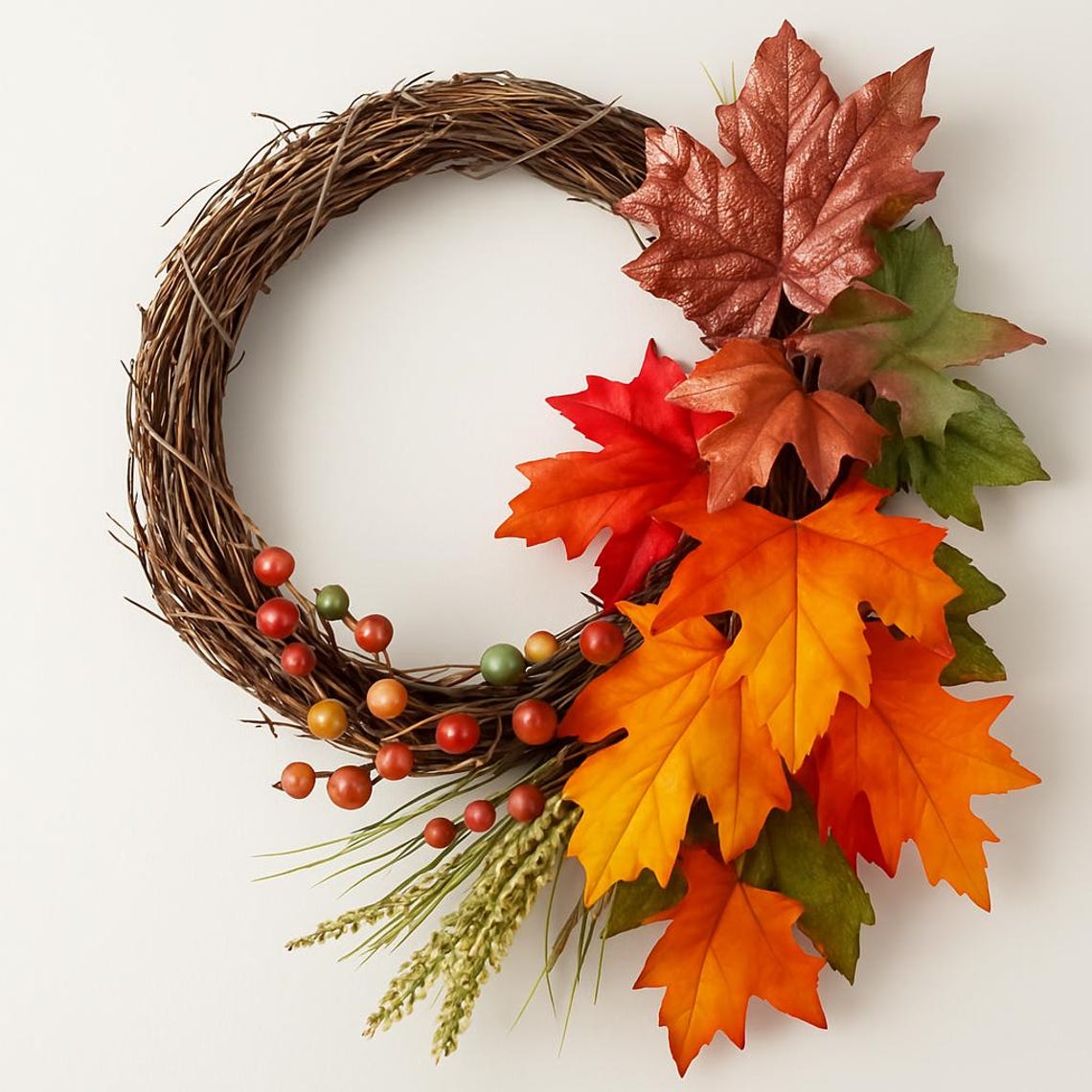 Leafy Fall Swag Wreath in Vibrant Autumn Colors - 14 Inches - Etsy