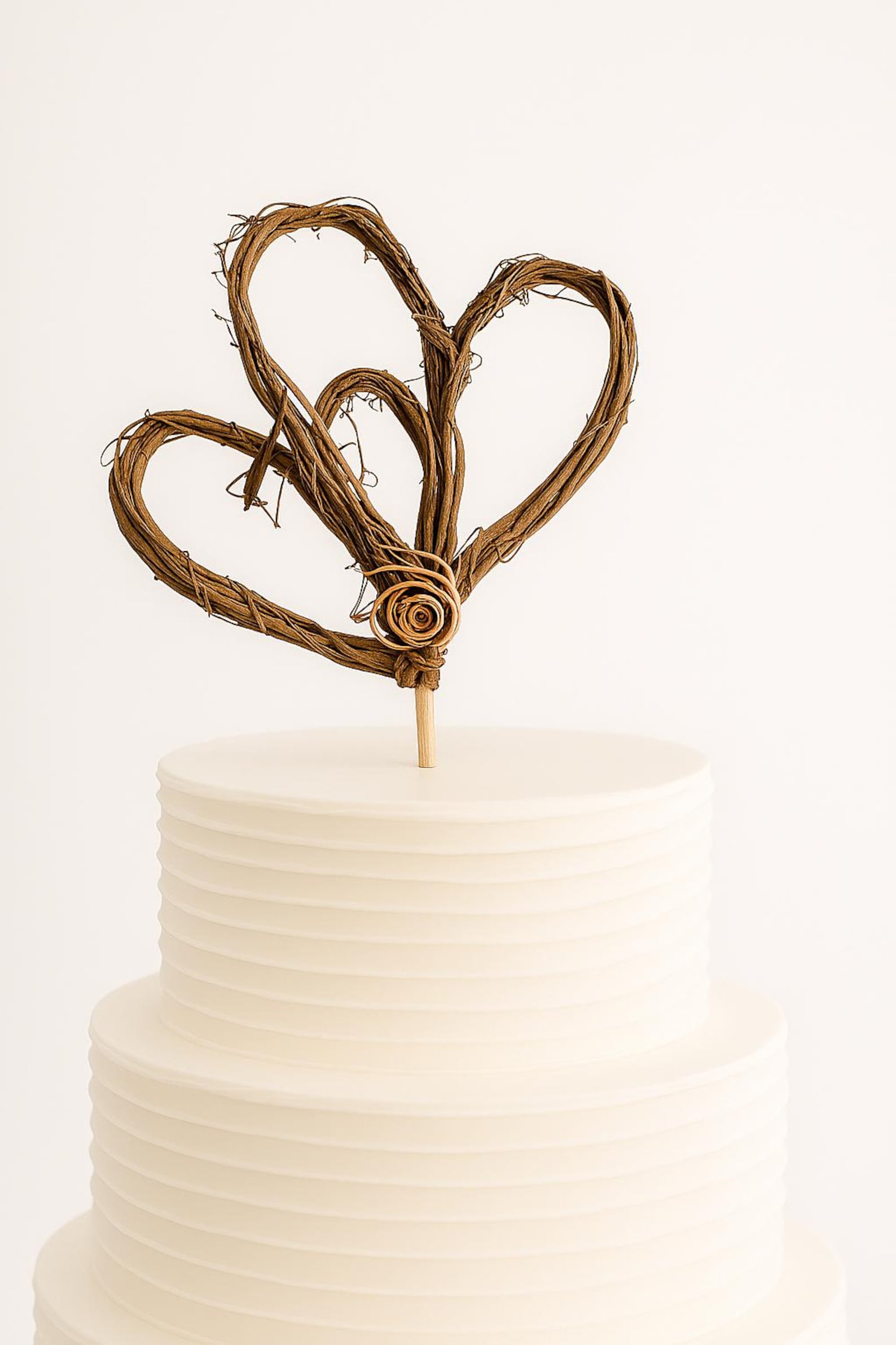 Simple Rustic Hearts Cake Topper - Etsy