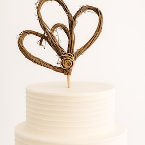 Simple Rustic Hearts Cake Topper - Etsy