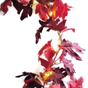 Red Leaves Garland Pre Lit With LED Fairy Lights, Thanksgiving and ...