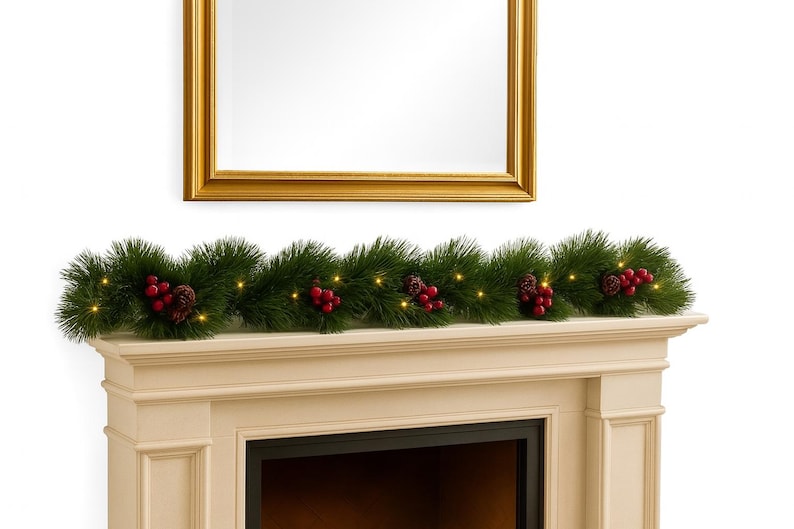 Pre Lit Handmade Holiday Garland Lighted With Battery Operated Lights ...