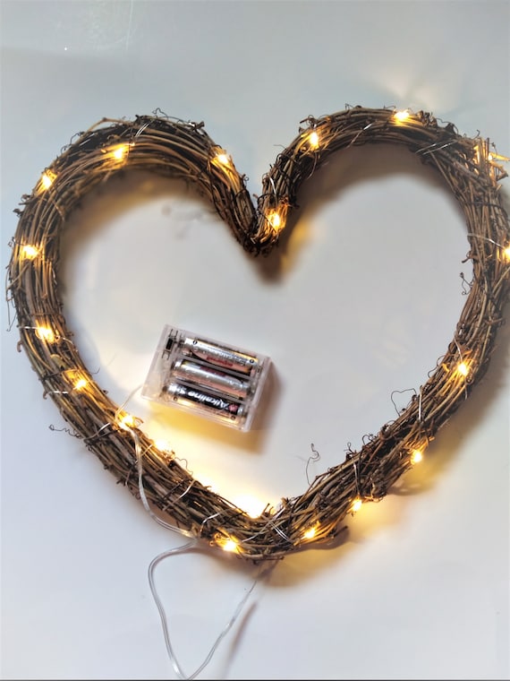Heart Wreath Lighted With LED Lights for Valentine's | Etsy