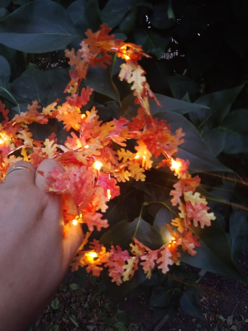 Fall Leaves Fairy Lights Garland With LED Lighting Battery Operated 8 ...