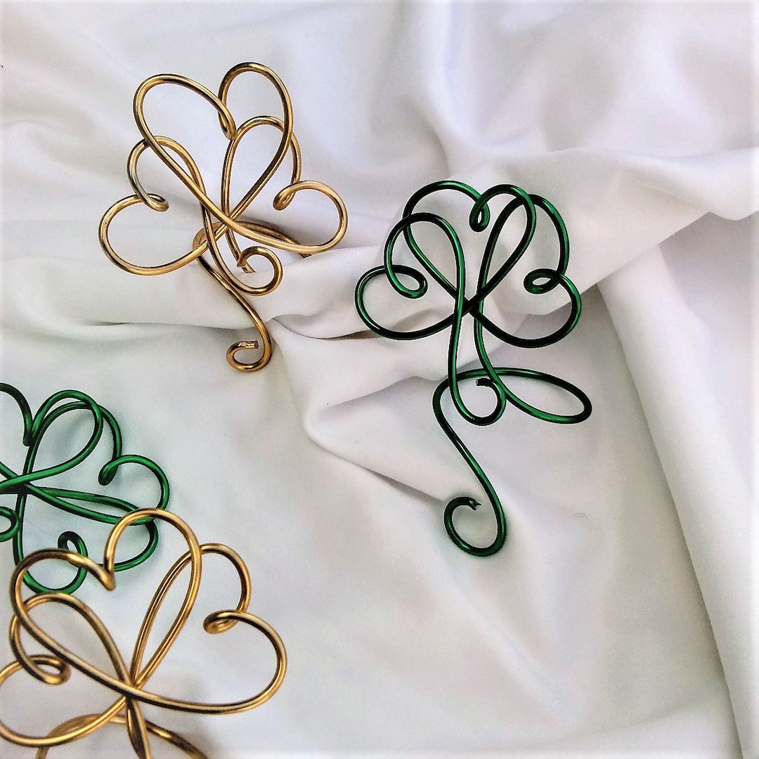 Shamrock Napkin Rings in Green and Gold for St Patrick's Day 6pcs - Etsy