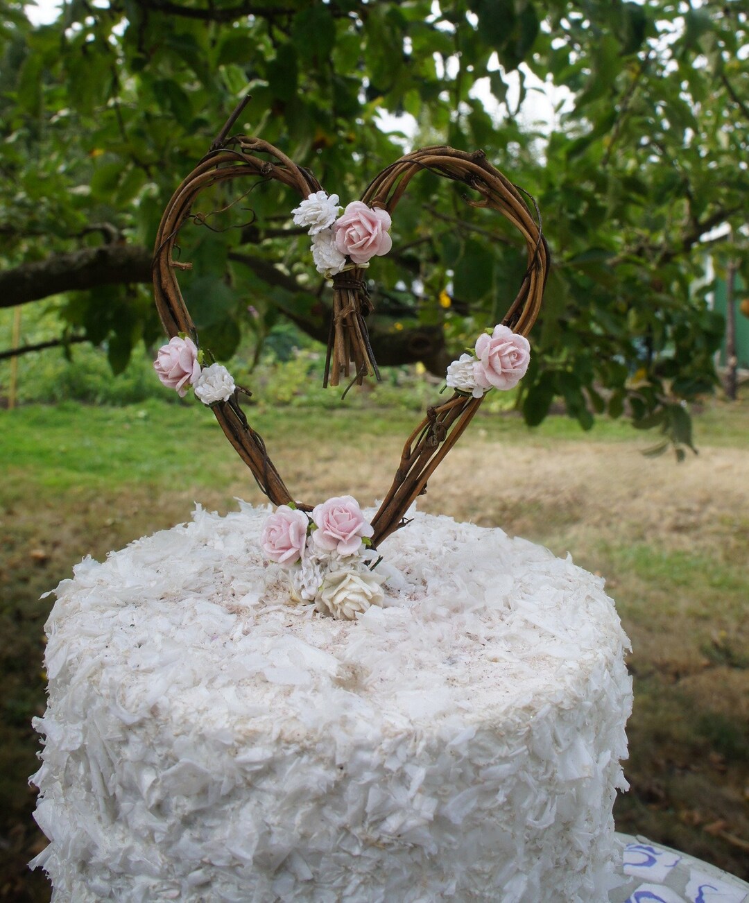 Dried Vine & Paper Roses Cake Topper for Rustic Chic Weddings, Baby ...