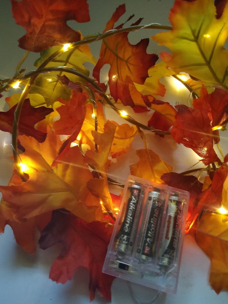 Lighted Fall Leaves Garland With LED Fairy Lights Battery - Etsy