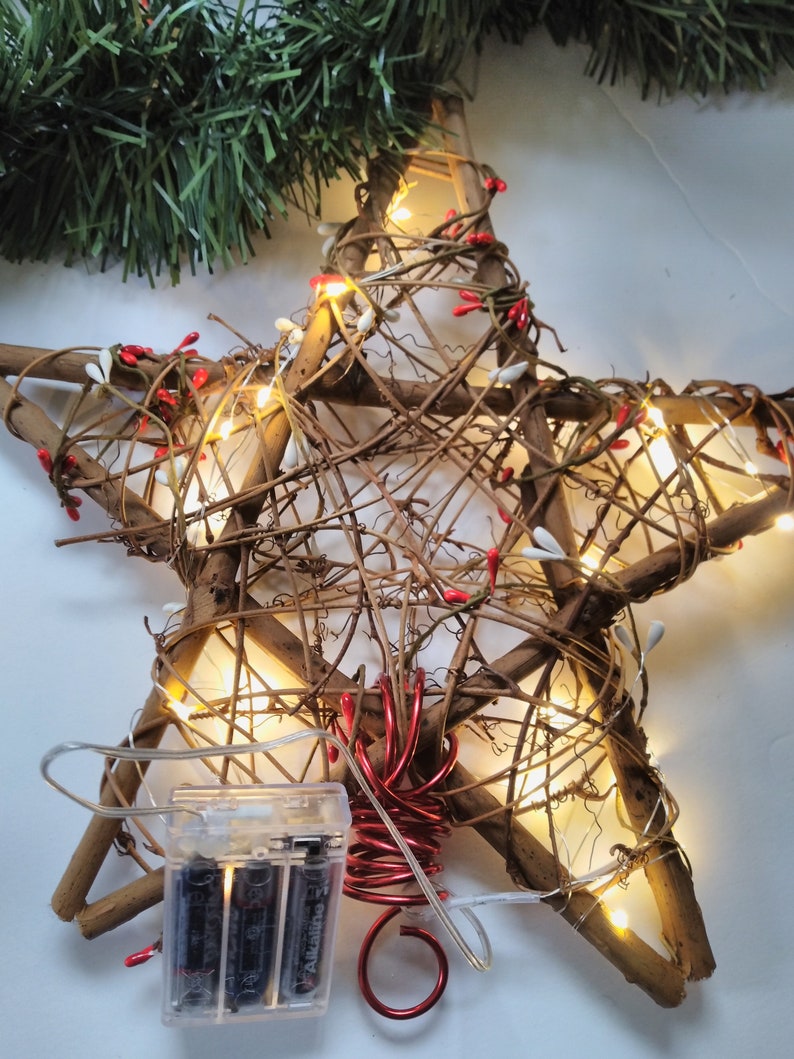Lighted Farmhouse Tree Topper Star for Rustic Style Holiday Decor ...