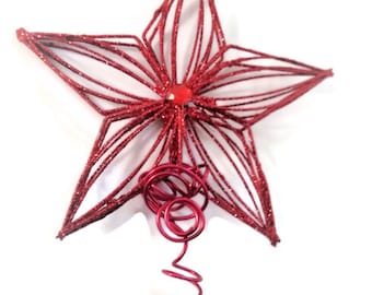 Christmas Tree Star Topper Ornament Decorations Hand Filled Velvet ...