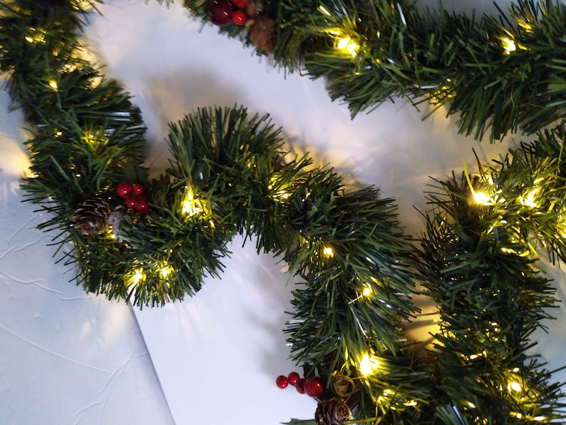 Light up Christmas Garland Lighted With LED Lights 8 Feet - Etsy