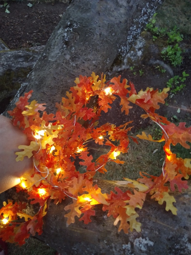 Fall Leaves Fairy Lights Garland With LED Lighting Battery Operated 8 ...